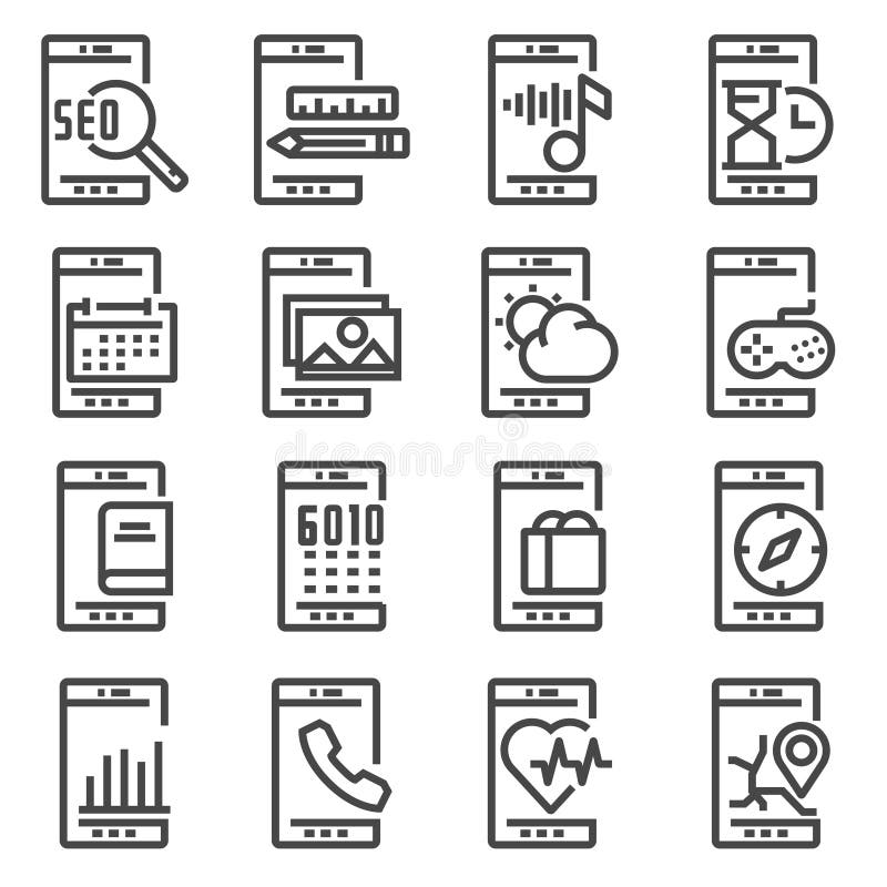 Het Pictogramreeks Van Apps EPS10 Vector Illustratie - Illustration of ...