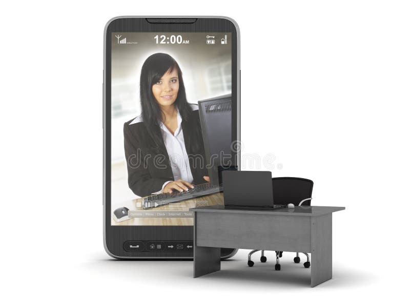 Mobiel Bureau - Conceptenillustratie Stock Foto - Image of telefoon ...