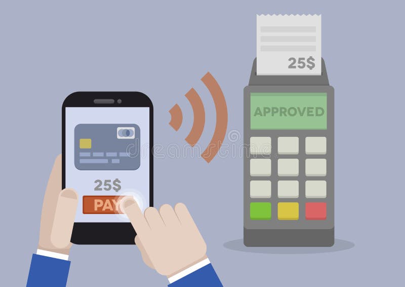 Mobiele Betaling Met Online Bankwezen Vector Illustratie - Illustration ...