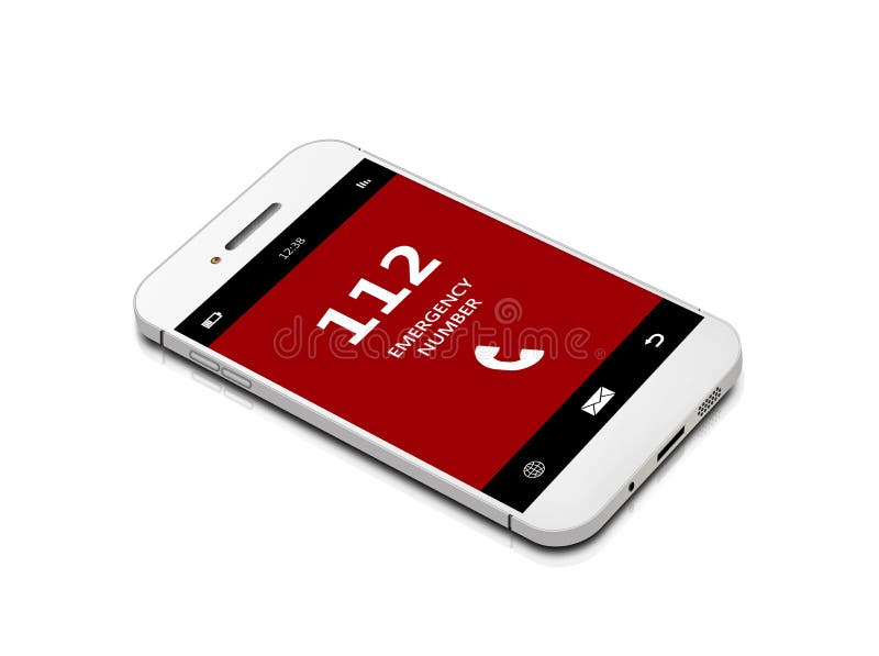 Mobiele Telefoon Met Alarmnummer 112 Over Wit Stock Illustratie ...