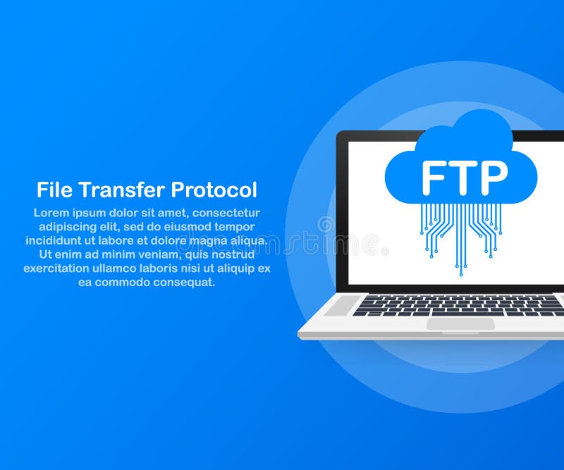 FTP File Transfer Icon on Laptop. FTP Technology Icon. Transfer Data To ...