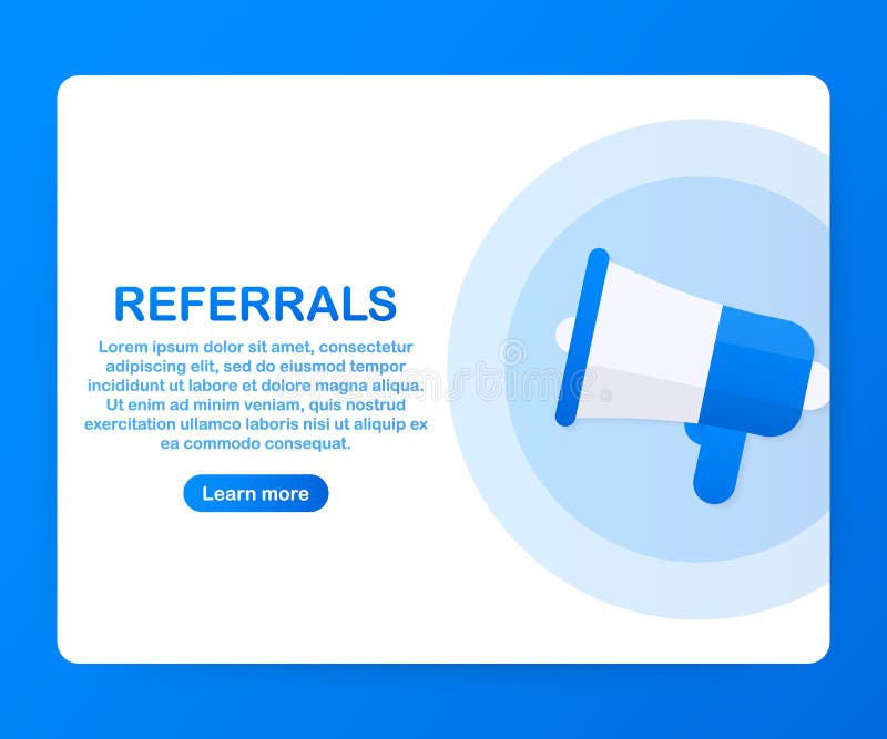 Megaphone Hand, Business Concept with Text Referrals. Vector ...