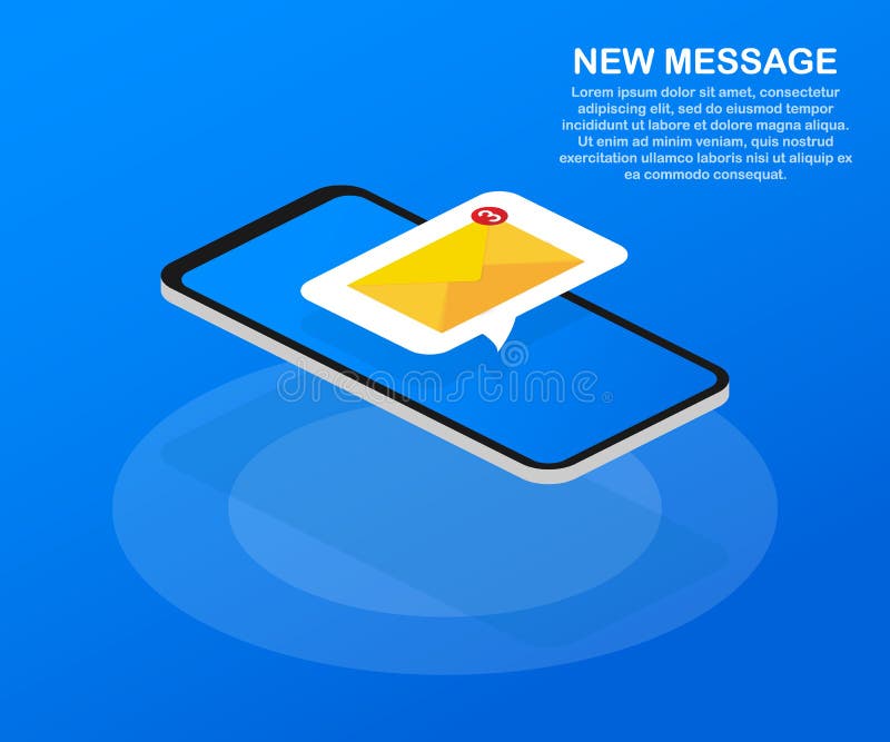 Email Notification Concept. New Email on the Smart Phone Screen. Vector ...