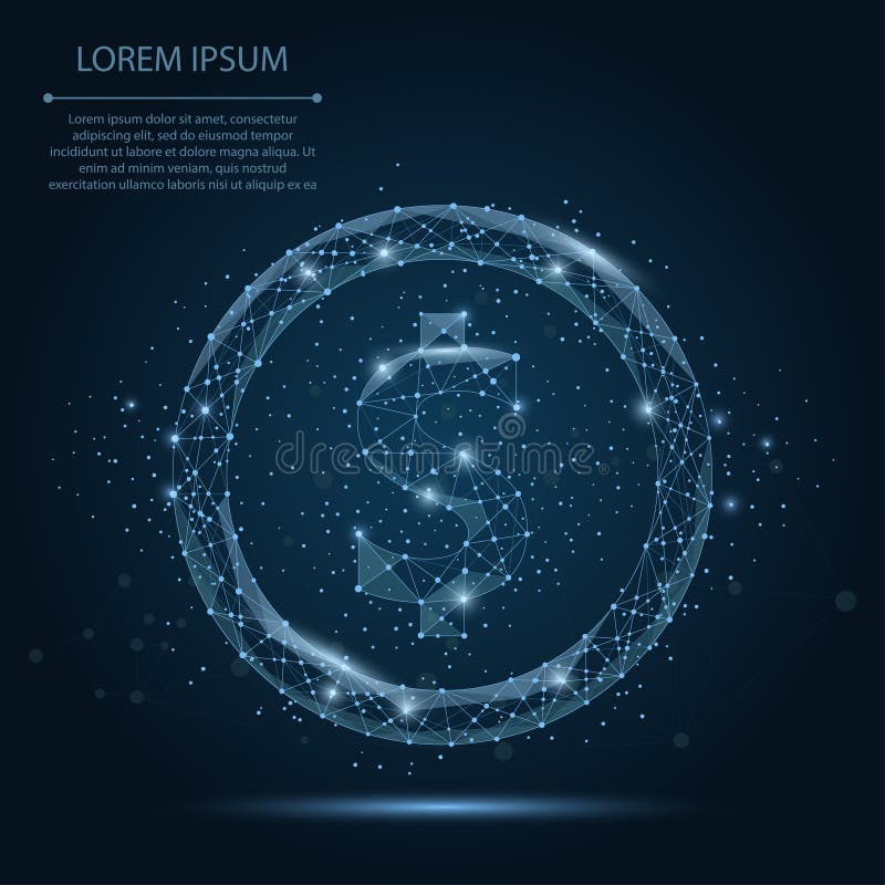 Dollar. Low Poly Abstract Mesh Line and Point United States Dollar Sign ...