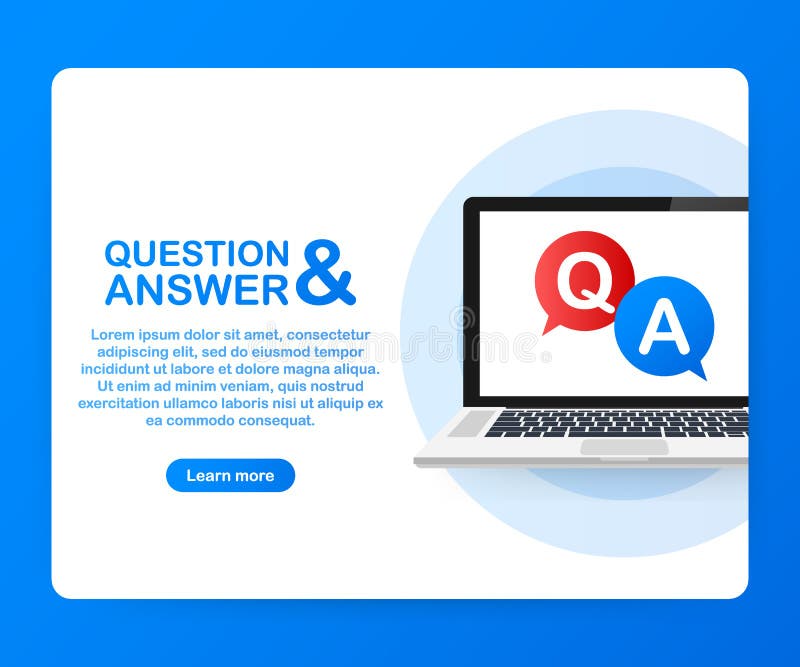 Question and Answer Bubble Chat on Laptop Screen. Vector Illustration ...
