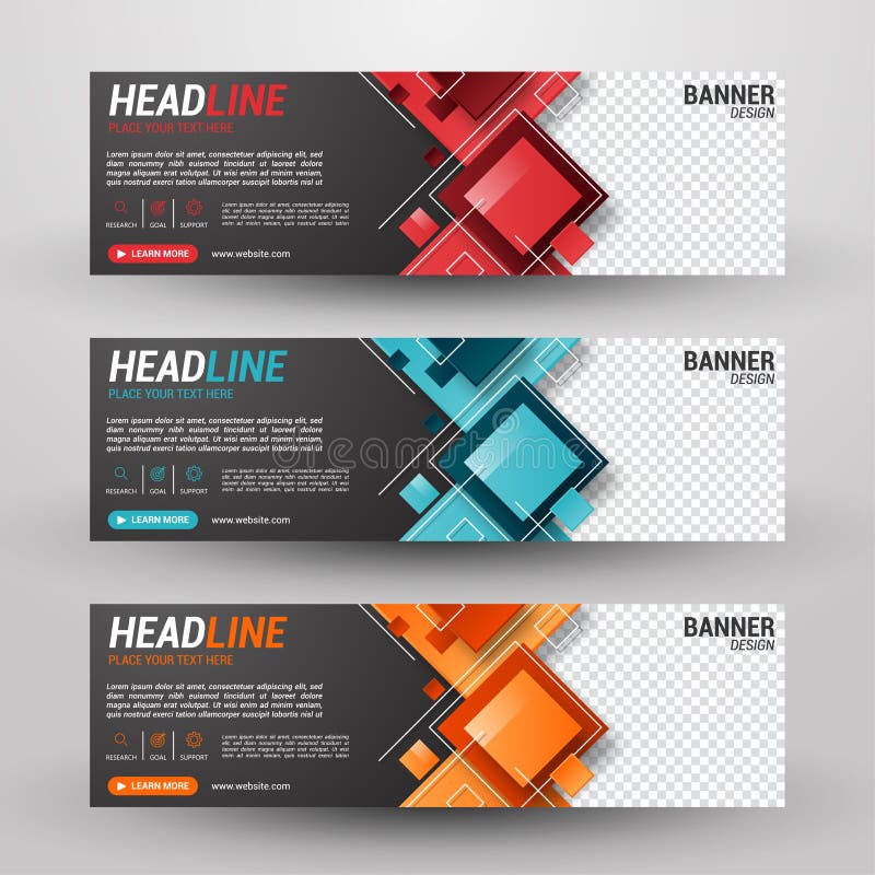 Three Banners Business with Abstract Background Stock Vector ...