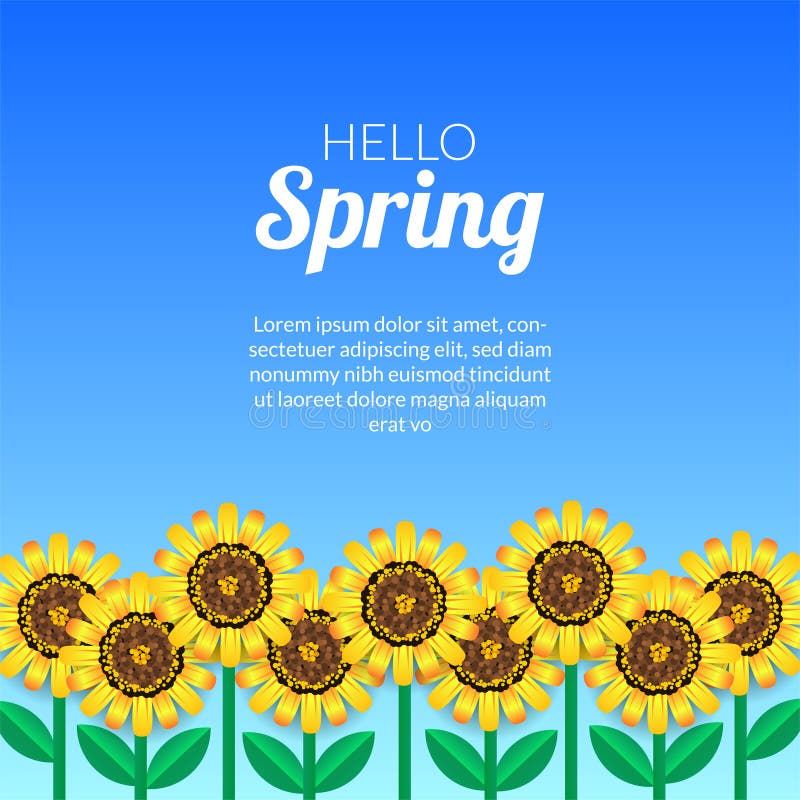 Hello Spring Background with Beauty Purple, Pink, Yellow Flower Blossom ...
