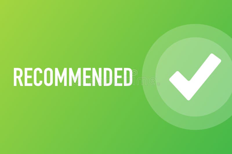 Recommend Icon. White Label Recommended on Green Background. Vector ...