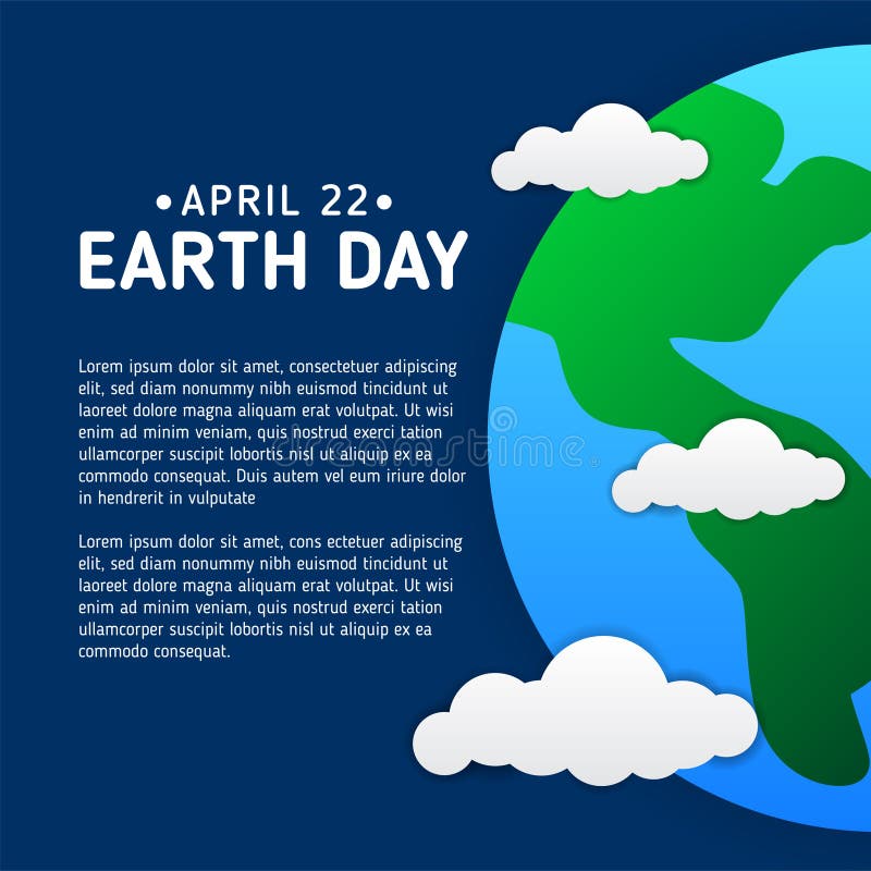 Earth Day Poster Template with Modern Icon of Earth and Clouds Stock ...