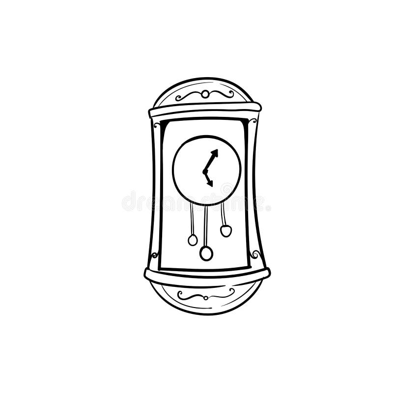 Vintage Wall Clock Doodle Hand Drawing Stock Illustration ...