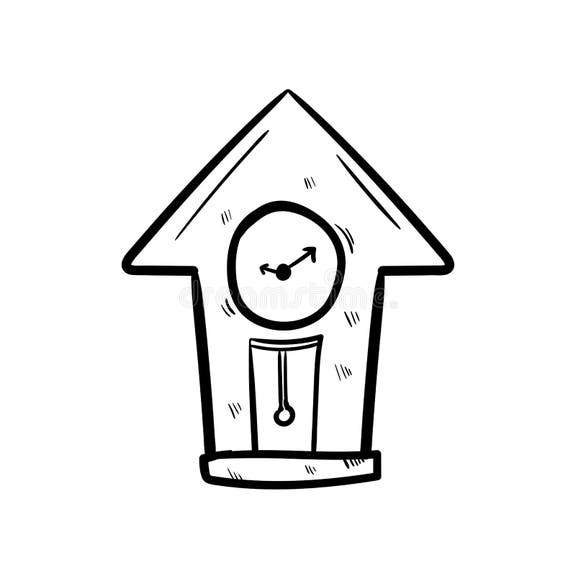 Vintage Wall Clock Doodle Hand Drawing Stock Vector - Illustration of ...