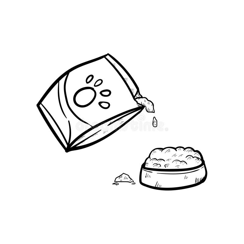 Dog Food Doodle Icon Vector Hand Drawing Stock Vector - Illustration of ...