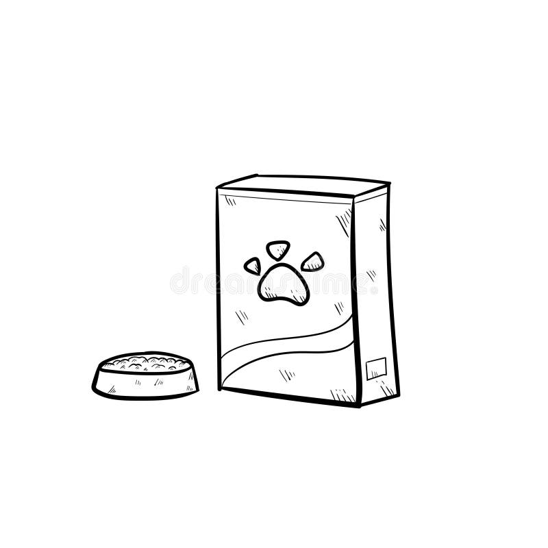 Dog Food Doodle Icon Vector Hand Drawing Stock Illustration ...