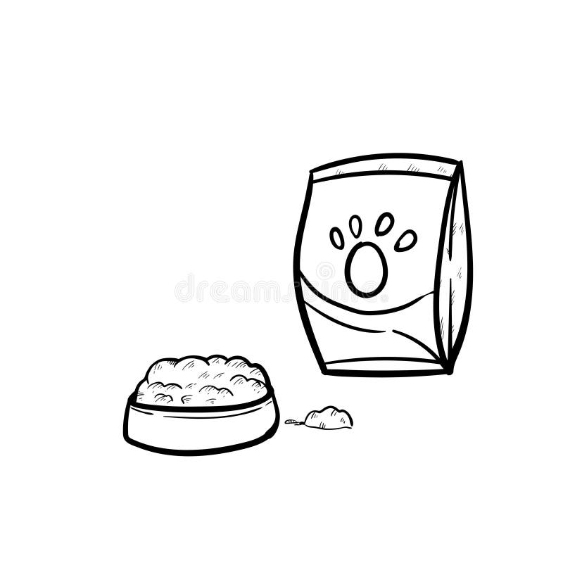 Dog Food Doodle Icon Vector Hand Drawing Stock Illustration ...