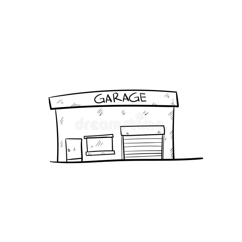 Garage Car Repair Shop Doodle Stock Illustration - Illustration of ...