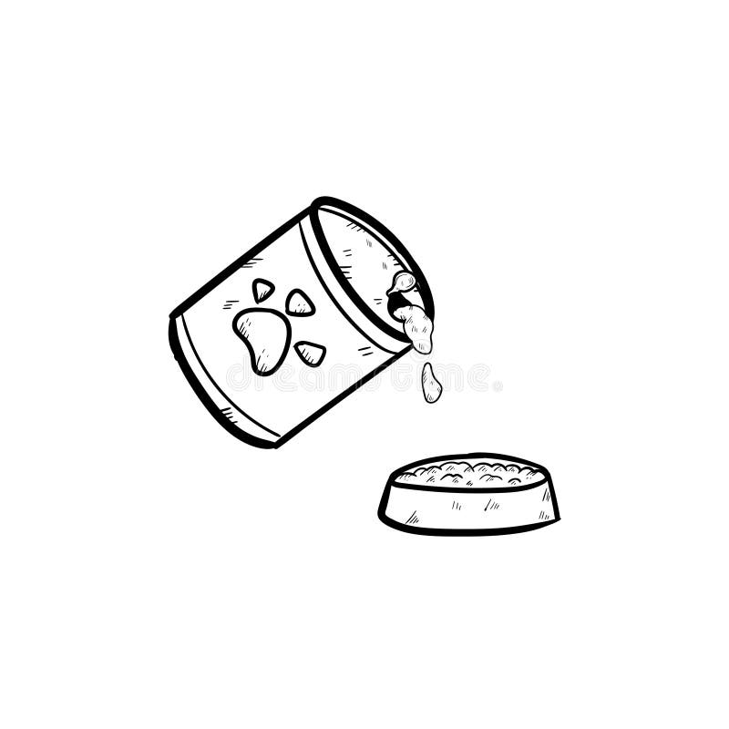 Dog Food Doodle Icon Vector Hand Drawing Stock Illustration ...