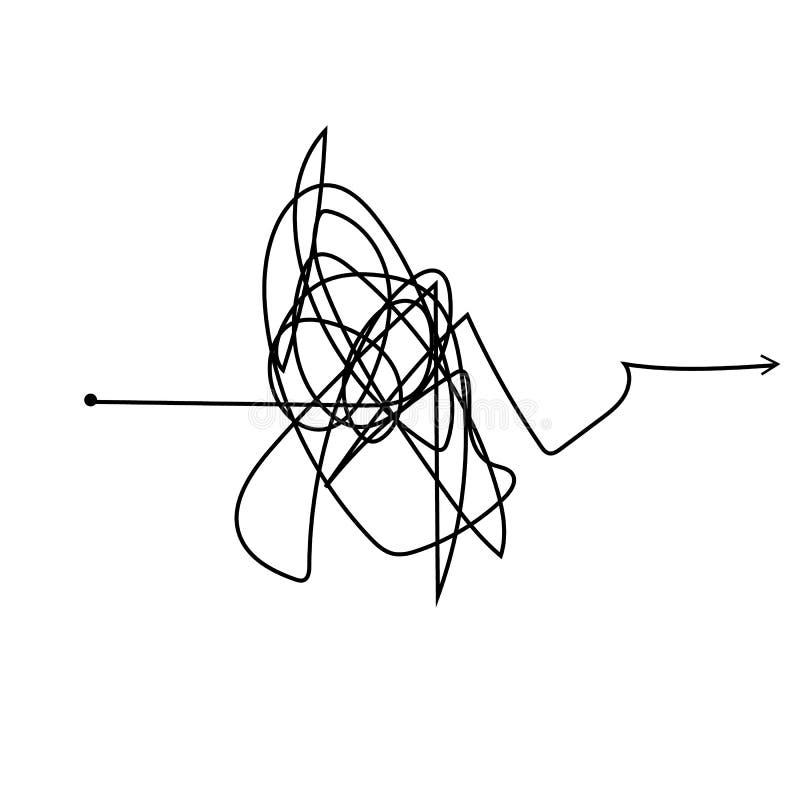 Insane Messy Line, Complicated Clew Way on White Background. Tangled ...