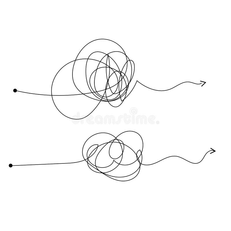 Insane Messy Line. Complicated Clew Way. Tangled Scribble Vector Path ...