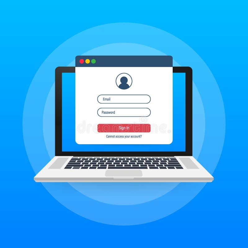 Login Page on Laptop Screen. Notebook and Online Login Form, Sign in ...