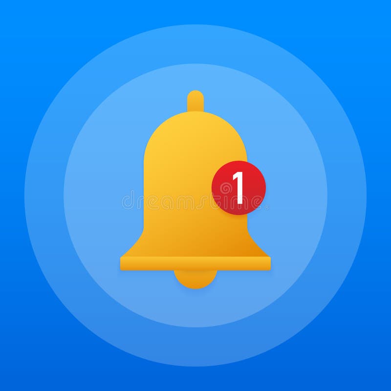 Notification Bell Icon for Incoming Inbox Message. Vector Illustration ...