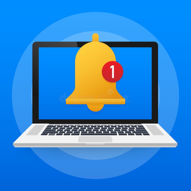 Alert Notification On Laptop Computer Vector, Malware Concept, Spam ... Alert Notification On Laptop Computer Vector, Malware Concept, Spam ...