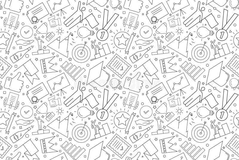 Success Background from Line Icon. Linear Vector Pattern Stock Vector ...