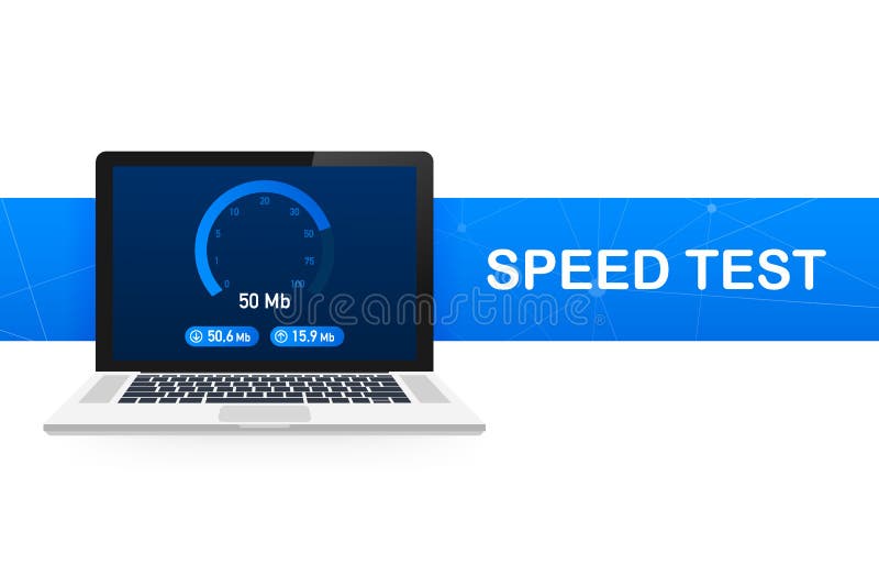 Speed Test on Laptop. Speedometer Internet Speed 100 Mb. Website Speed ...