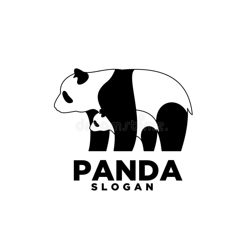 Panda Bear Mother with Child Negative Space Logo Stock Illustration ...