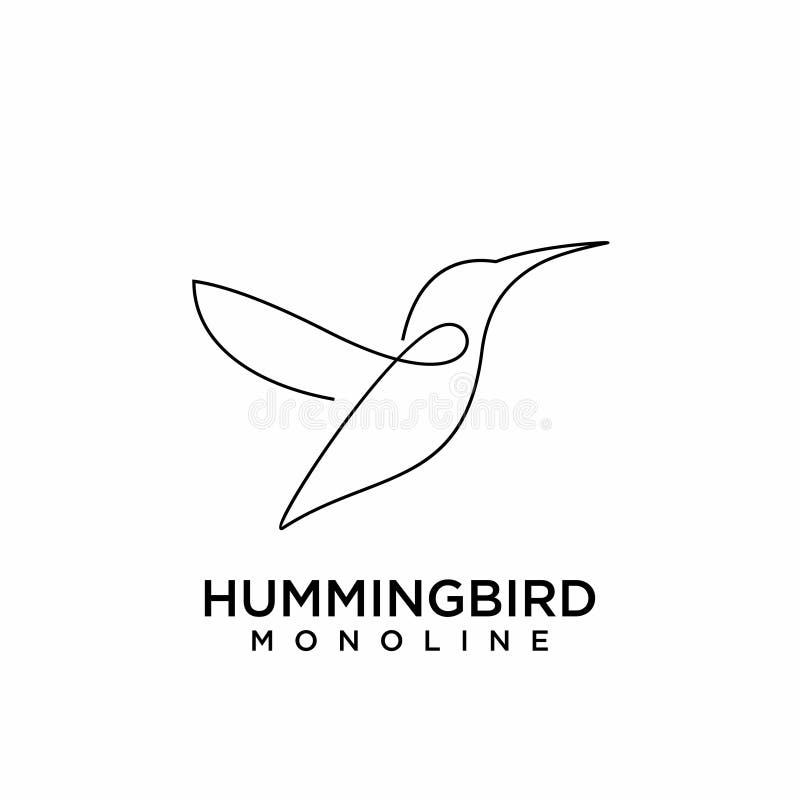 Hummingbird Black Line with Black Background Line Logo Icon Designs ...