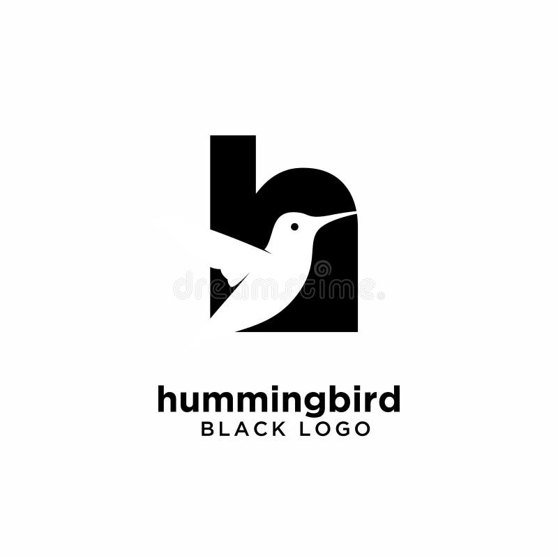 Letter H for Hummingbird Black Logo Icon Designs Vector Illustration ...