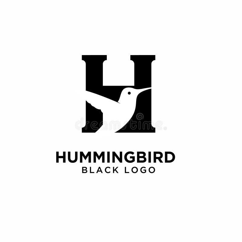 Letter H for Hummingbird Black Logo Icon Designs Vector Illustration ...