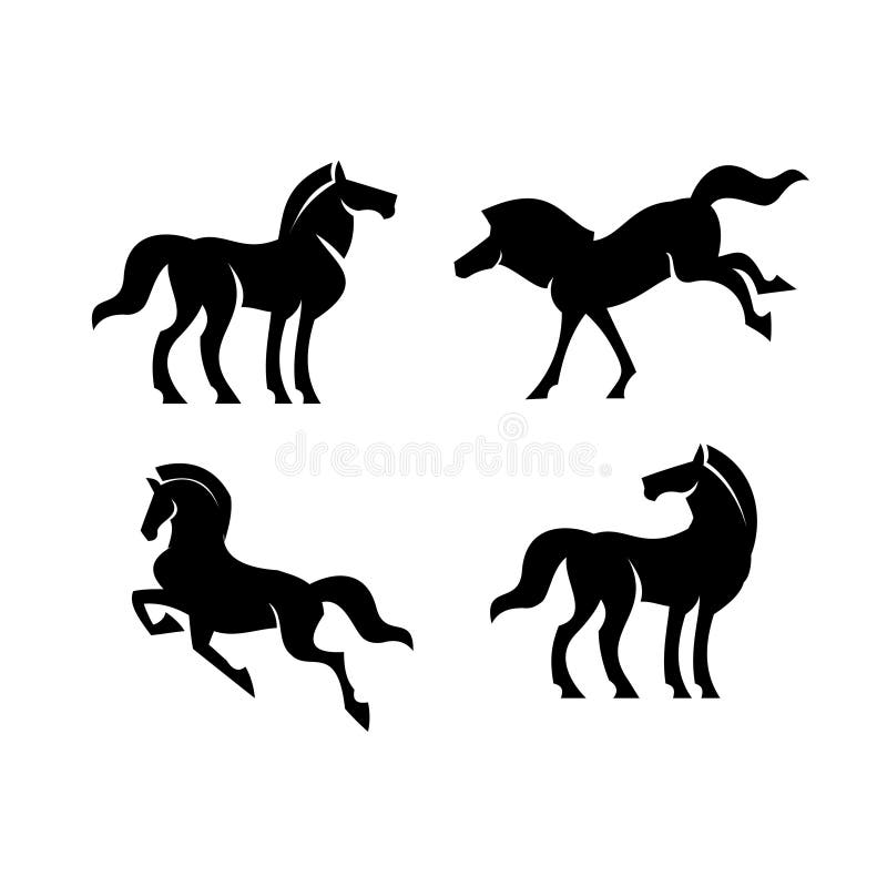 Set Collection Jumping Horse Animal Black Logo Icon Design Vector ...