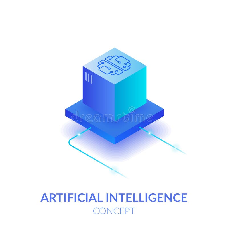 Concept of Artificial Intelligence. Machine Mind in the Form of a Cube ...