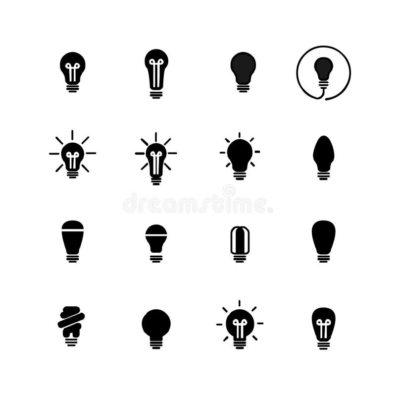 Set Collection Light Bulb Logo Silhouette Icon Design Vector ...