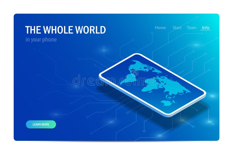 The Whole World in Your Phone. Concept. World Map on the Smartphone ...