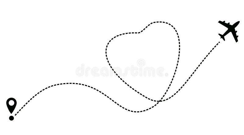 Airplane Line Path Route Start Point Dash Trace Stock Illustrations ...
