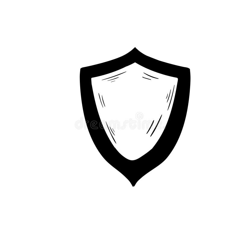 Shield Doodle Icon Hand Drawing Stock Illustration - Illustration of ...