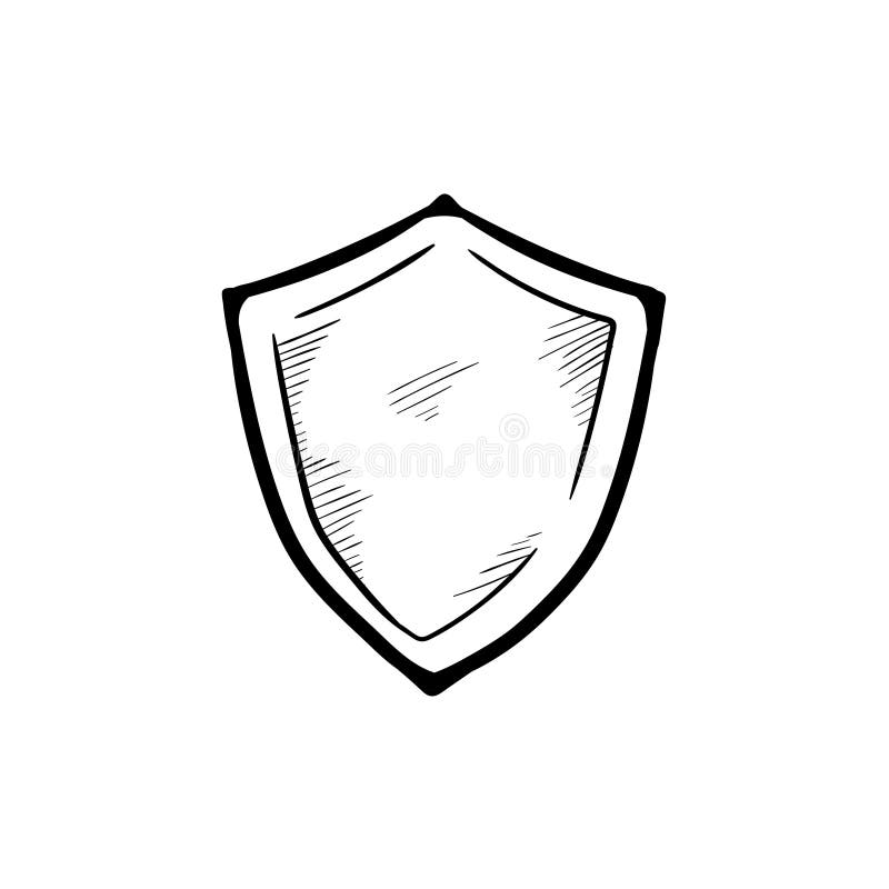 Shield Doodle Icon Hand Drawing Stock Illustration - Illustration of ...