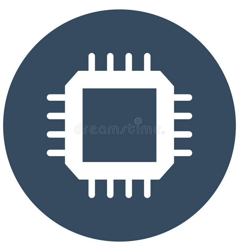 Computer Chip, Electronic Circuit Isolated Vector Icon that Can Be ...