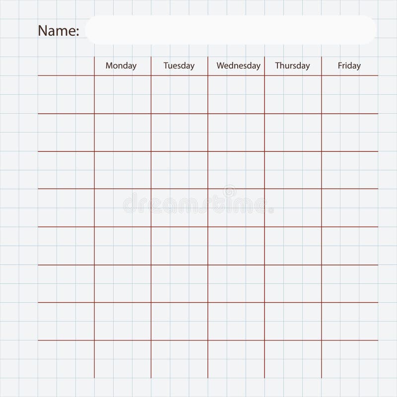 Creative Grid Sheet School Schedule Card Stock Vector - Illustration of ...