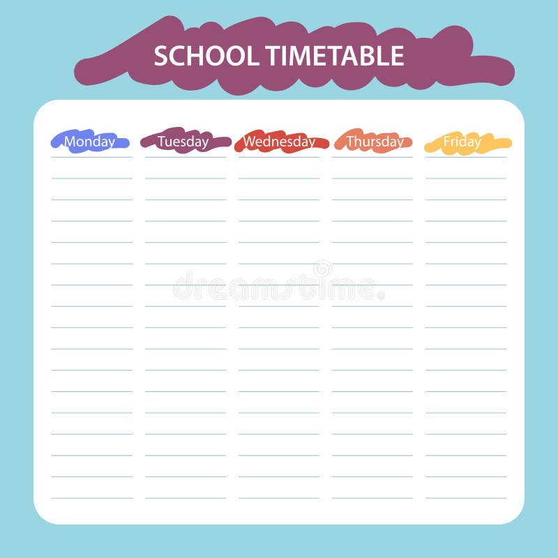 Creative School Schedule Card with Paint Stock Vector - Illustration of ...