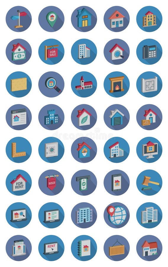 Real Estate Color Vector Icons Set that Can Be Easily Edit or Modified ...