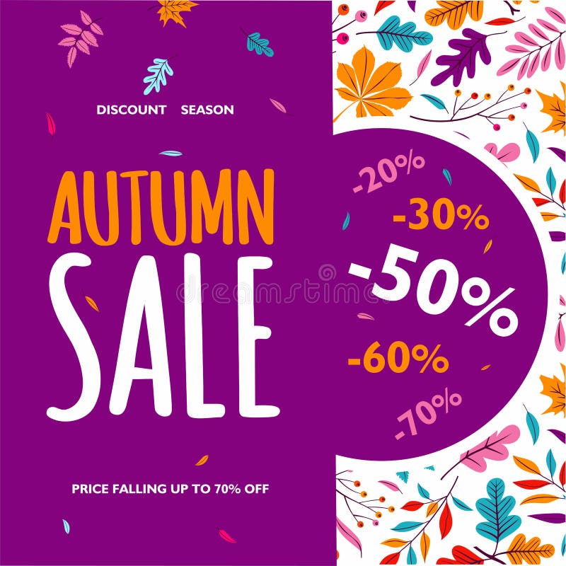 Autumn Sale Banner on Maple Leaf Foliage Pattern Background Stock ...