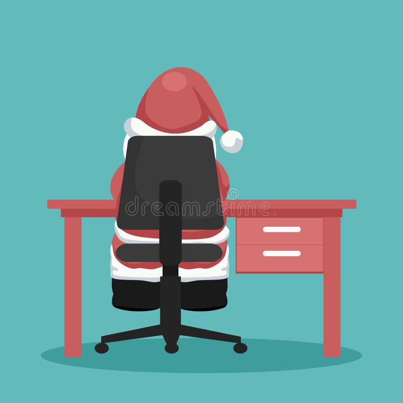 Christmas Card of Santa Claus Working at His Desk Stock Vector ...