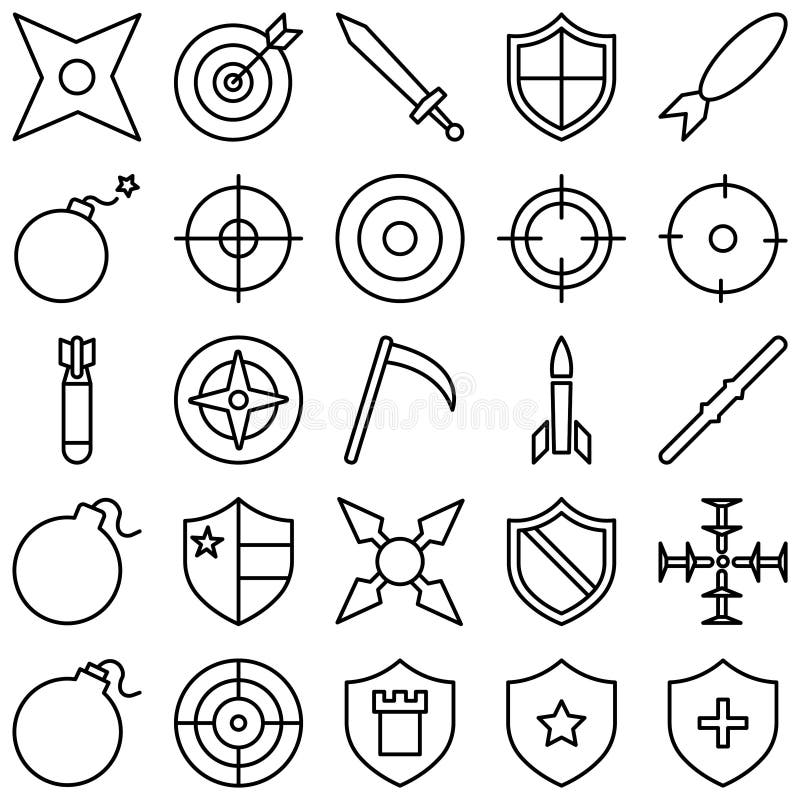 Weapon Isolated Vector Icon Set Every Single Icon Can Easily Modify or ...