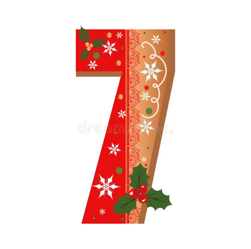 Numbers Gingerbread Cookies Vector - Number 7 with Flowers, Leaves ...