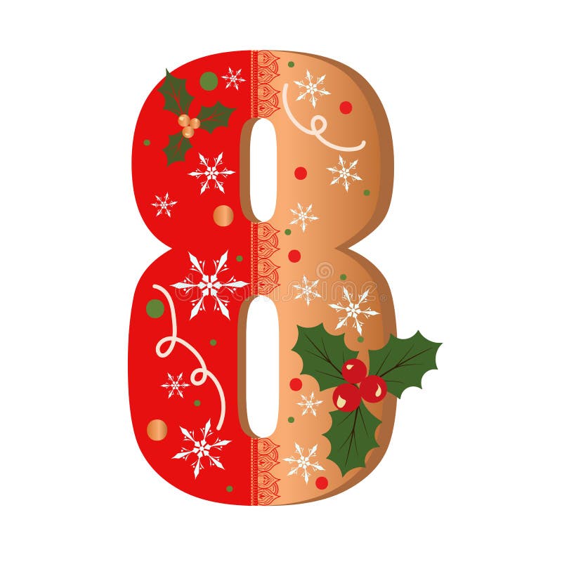 Numbers Gingerbread Cookies Vector - Number 8 with Flowers, Leaves ...