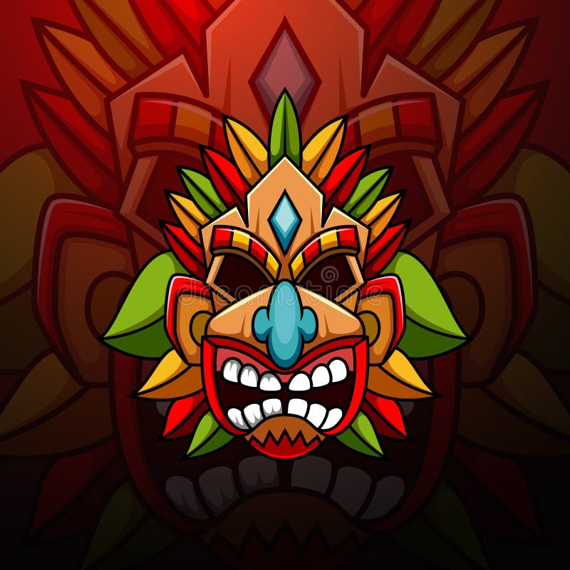 Tiki Esport Mascot Logo Design Stock Vector - Illustration of african ...