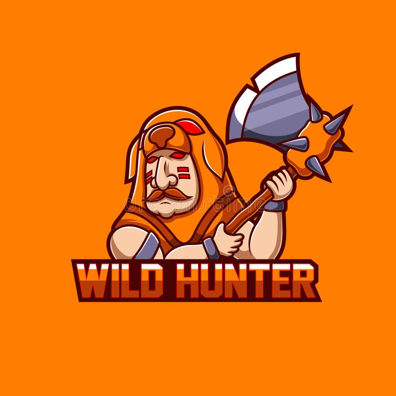 Fat Hunter Mascot Logo Illustration Stock Vector - Illustration of ...