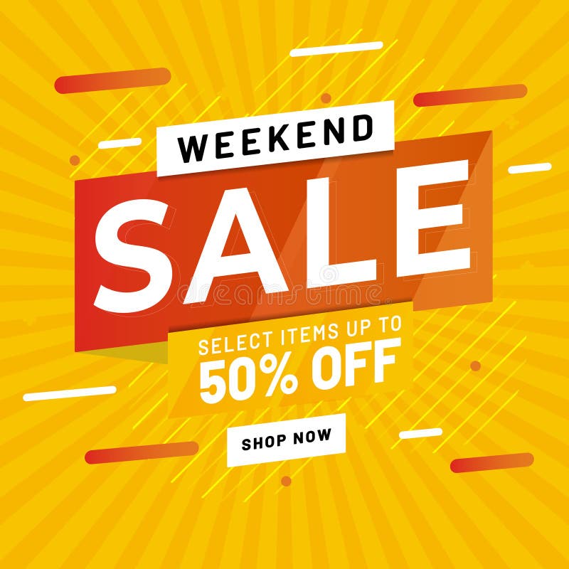 Weekend Promotion Sale Orange Color Design Template Stock Vector ...